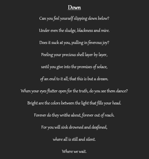 Down (a visual poem) | The Archive of The Degenerate